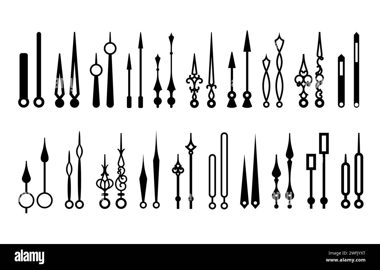 Retro clock hands, hand watch time pointer or arrows. Classic hand ...