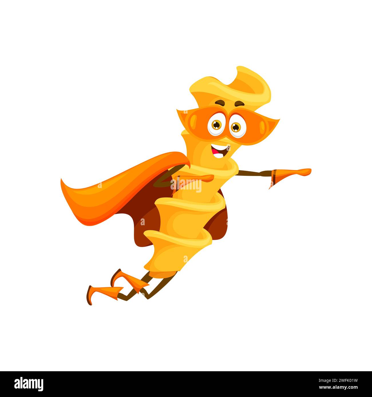 Cartoon fusilli italian pasta superhero character. Isolated vector ...
