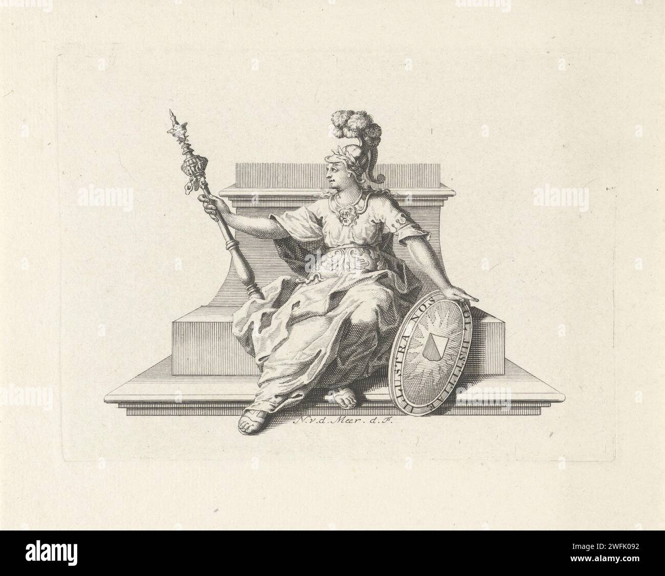 Minerva with pedel staff and coat of arms of Utrecht University, Noah ...