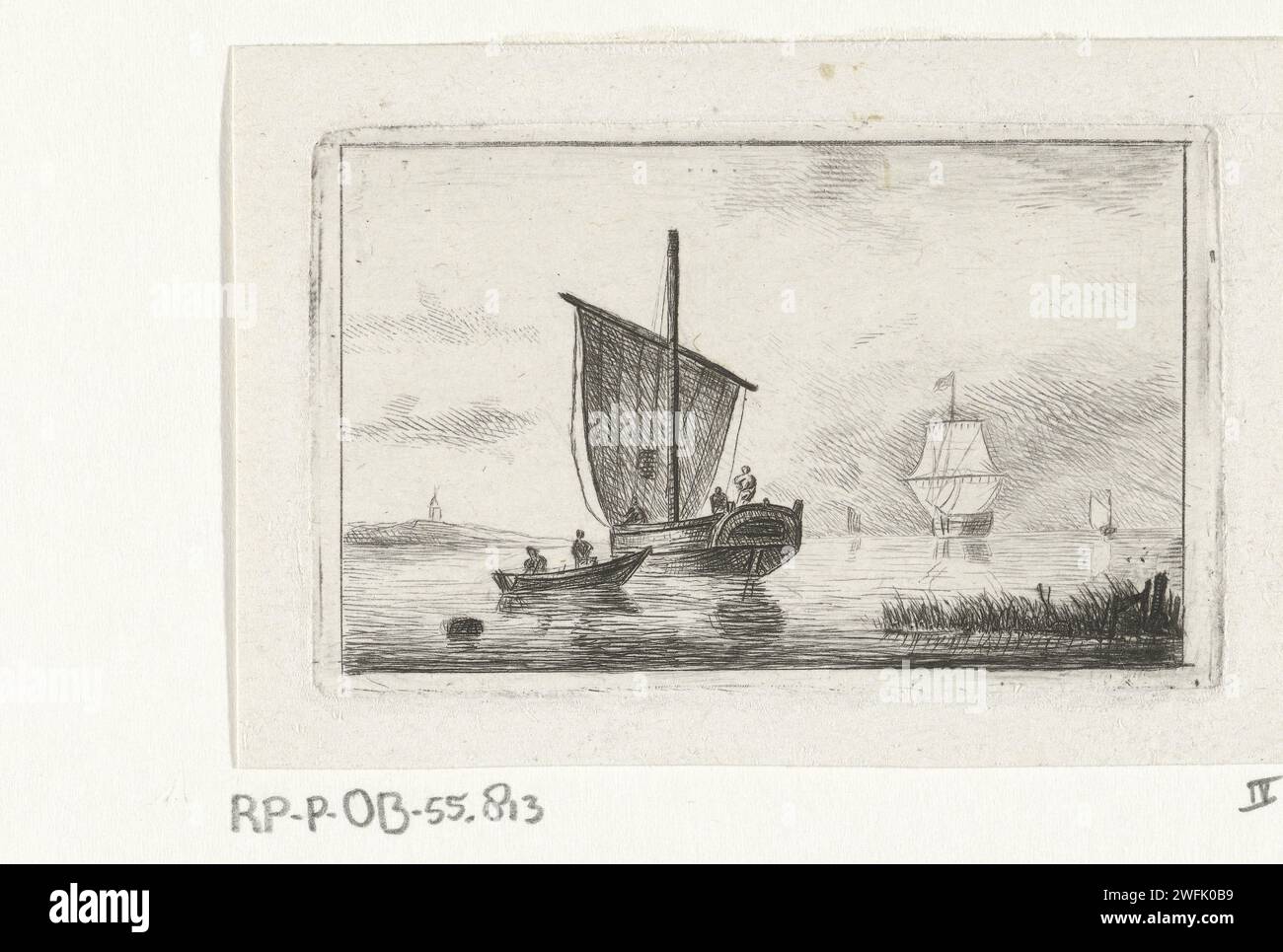River view with sailing ship, Willem Gruyter Jr., 1832 - 1880 print ...