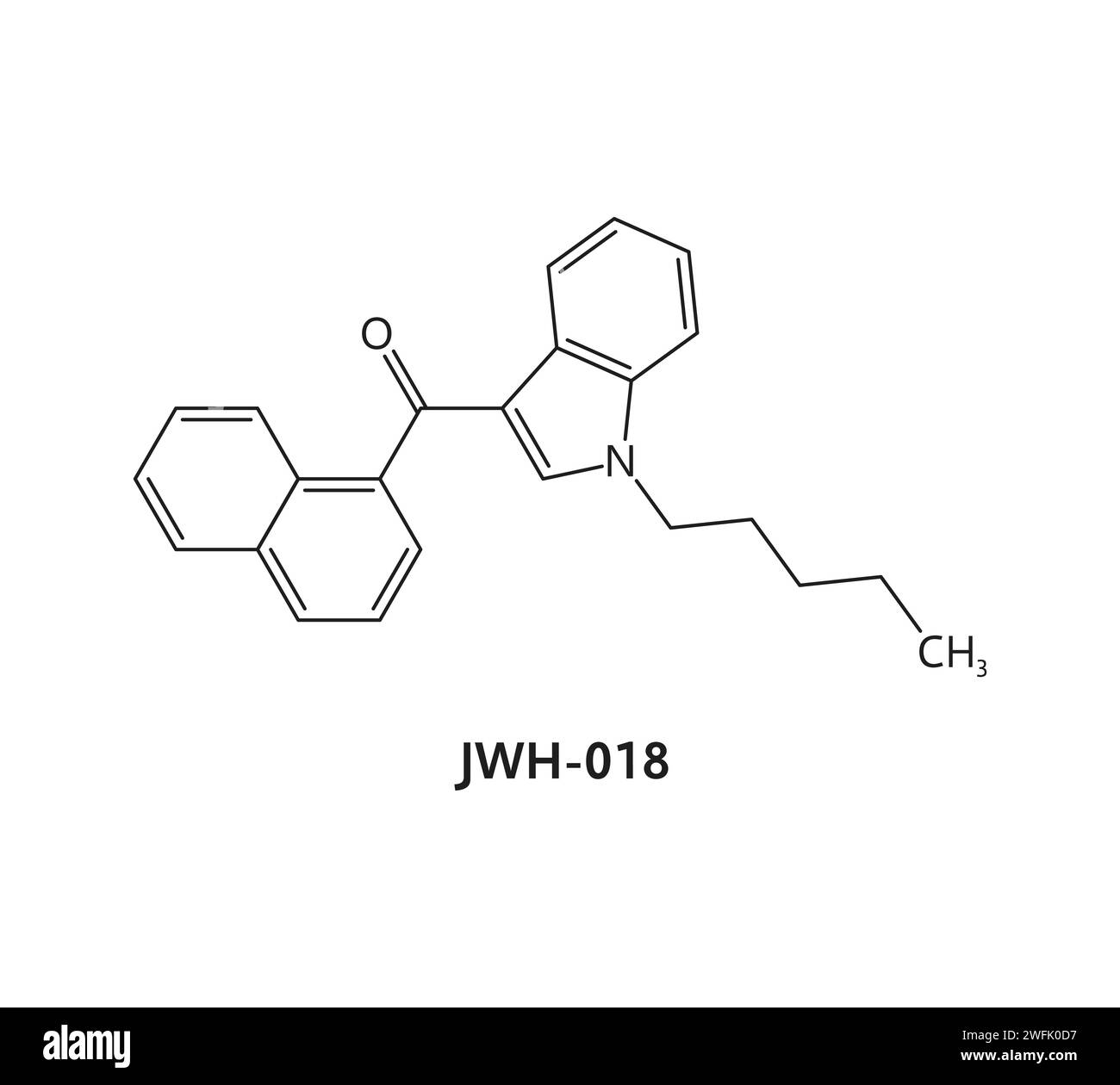 JWH-018 drug molecule formula and chemical structure, synthetic or ...