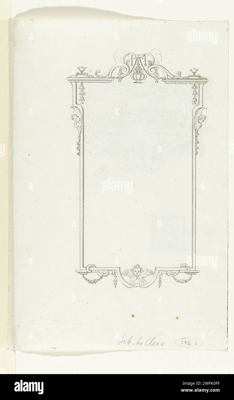 Book illustration, c. 1647 - c. 1714 print Cartouche with a vase at the ...