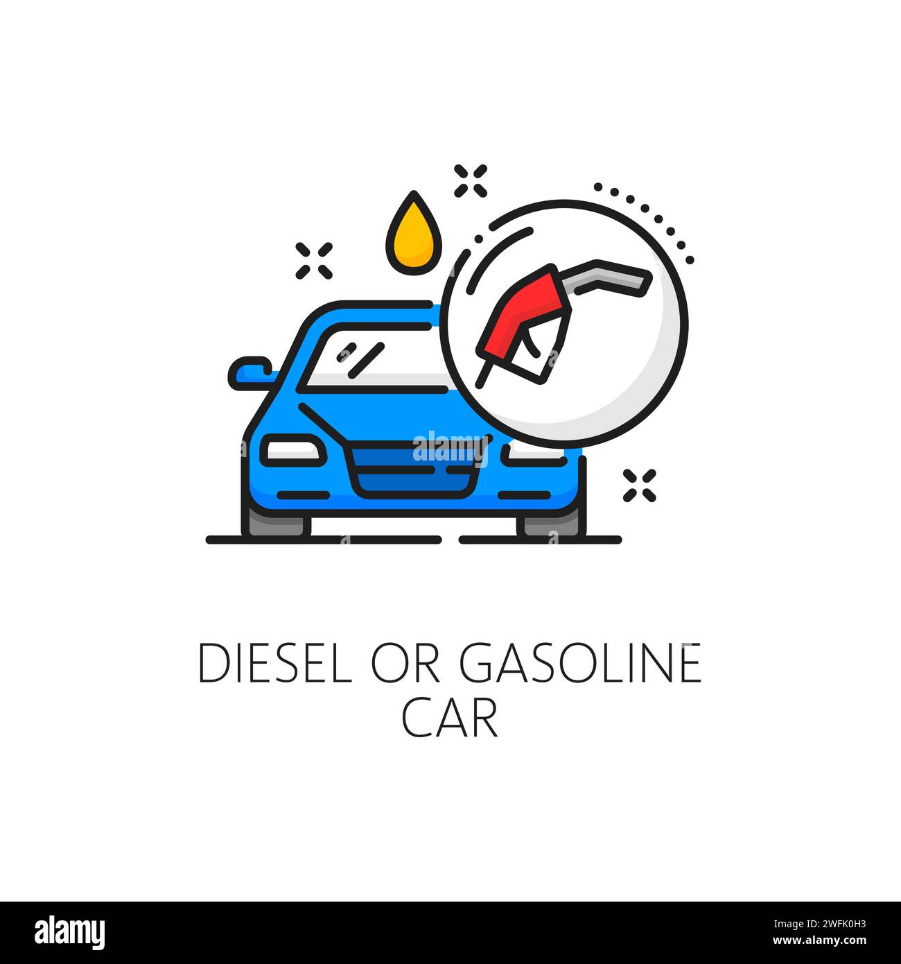 Dealership, auto dealer, car company thin line icon. Diesel or gasoline ...