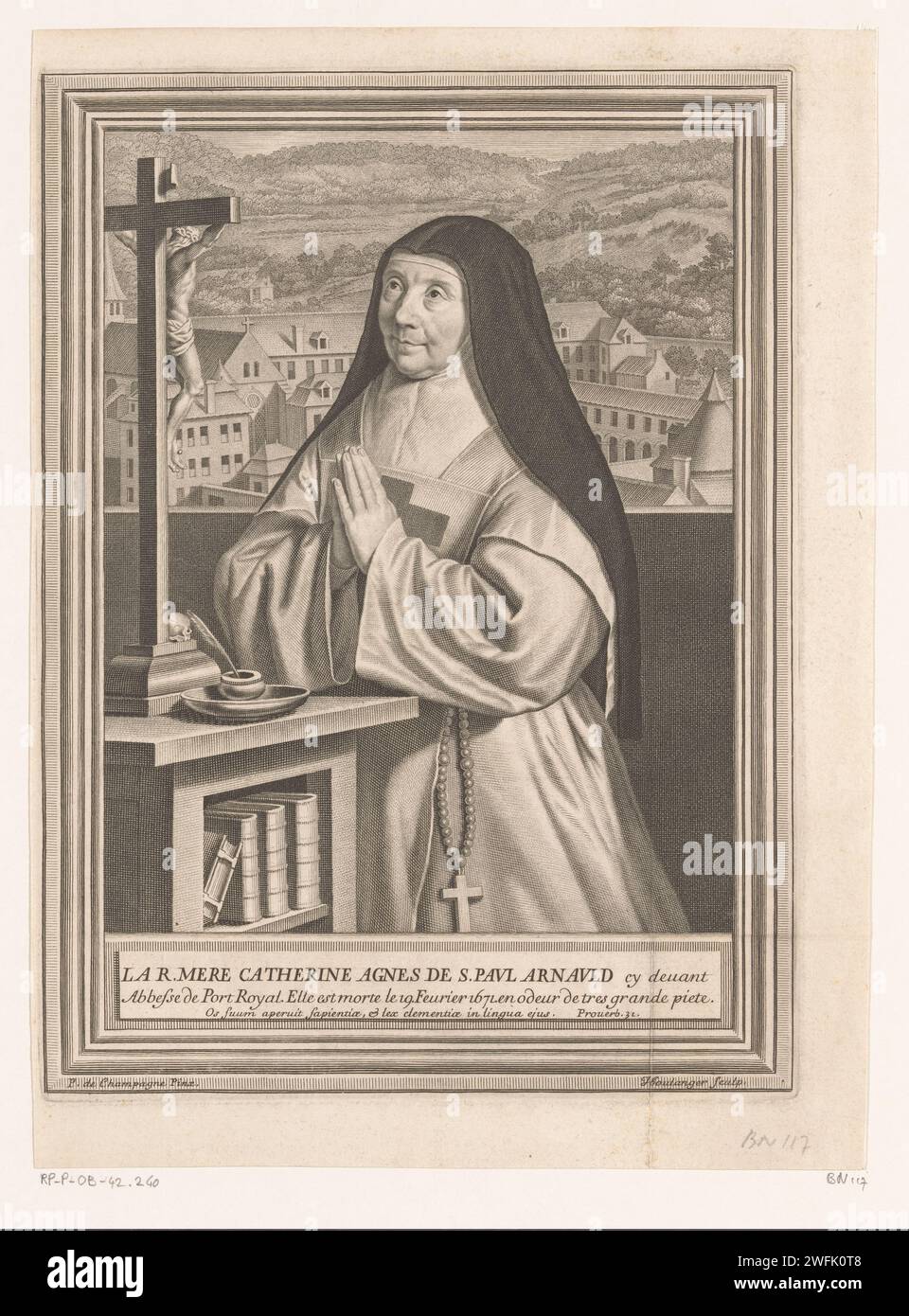 Portret van Agnès Arnauld, Jean Boulanger, After Philippe de Champaigne ...