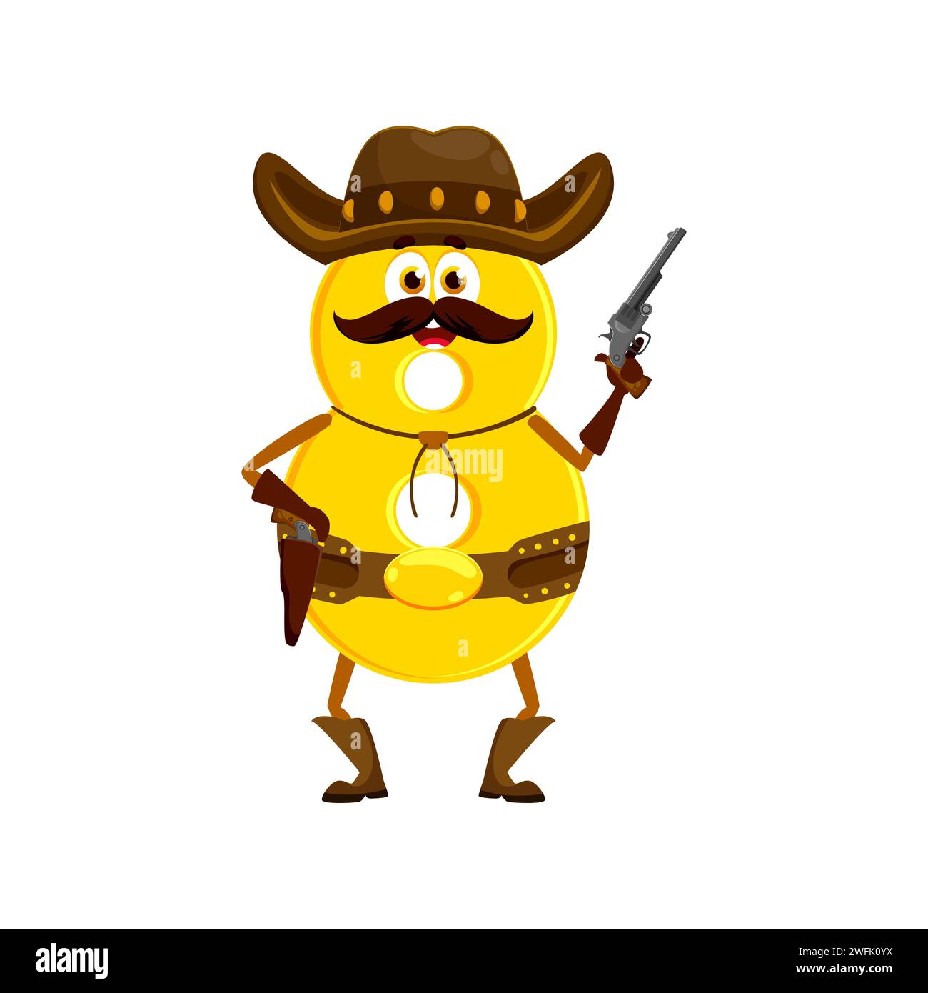 Cartoon cowboy, sheriff, and robber math number eight character ...