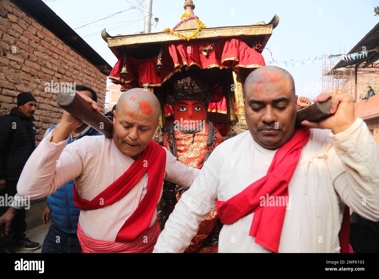 Nepal s Red God returns back to Patan Devotees carry the chariot of ...