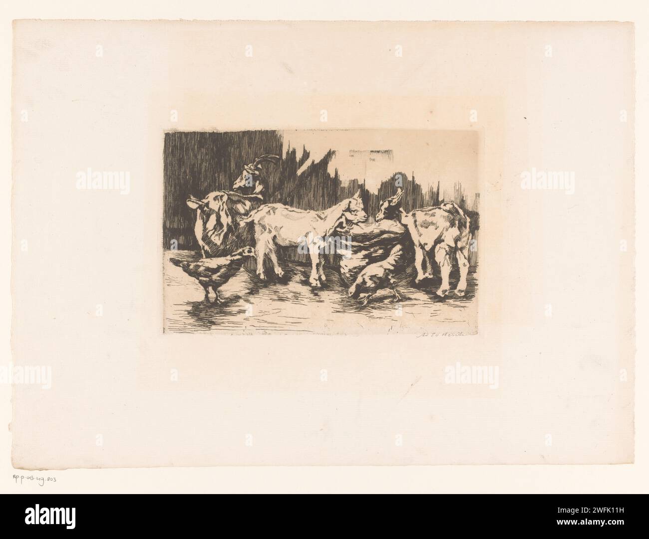 Two goats, two chickens and a goat, Adolf Eduard Herstein, 1879 - 1932 ...