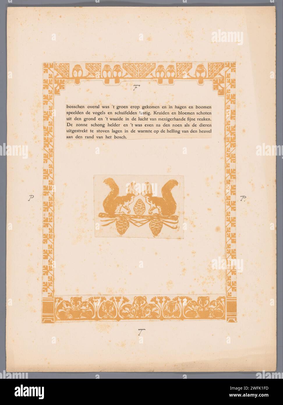 Proef pressure for page from Reinaert de Vos, Bernard Willem Wierink, c ...