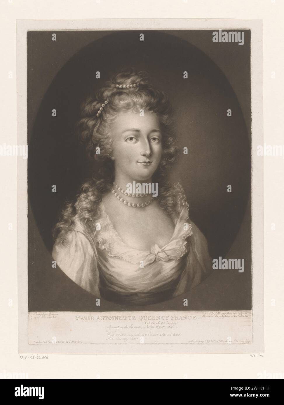 Portrait of Marie Antoinette, Queen of France, John Murphy, After Simon ...