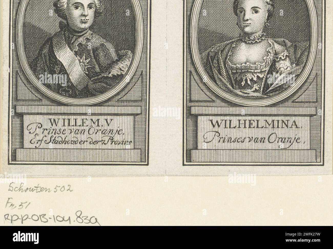 Portraits of Willem V, Prince of Oranje -Nassau, and Wilhelmina van ...