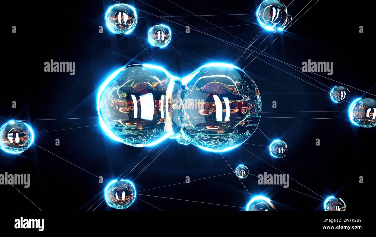 Abstract illustration of the biological cell division Stock Photo - Alamy