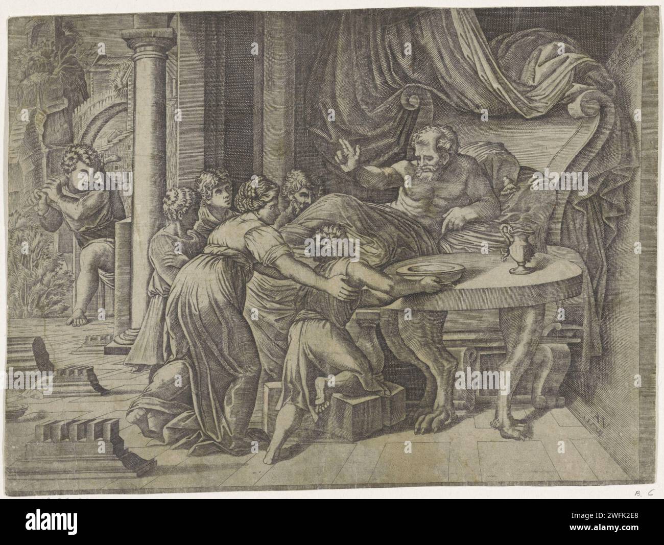Isaac Bless Jakob, Agostino Veneziano, After Rafaël, 1524 print Isaac ...