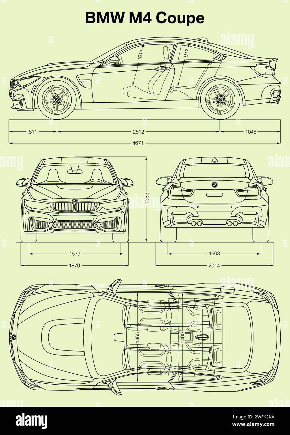 2014 BMW M4 Coupe car blueprint Stock Vector Image & Art - Alamy