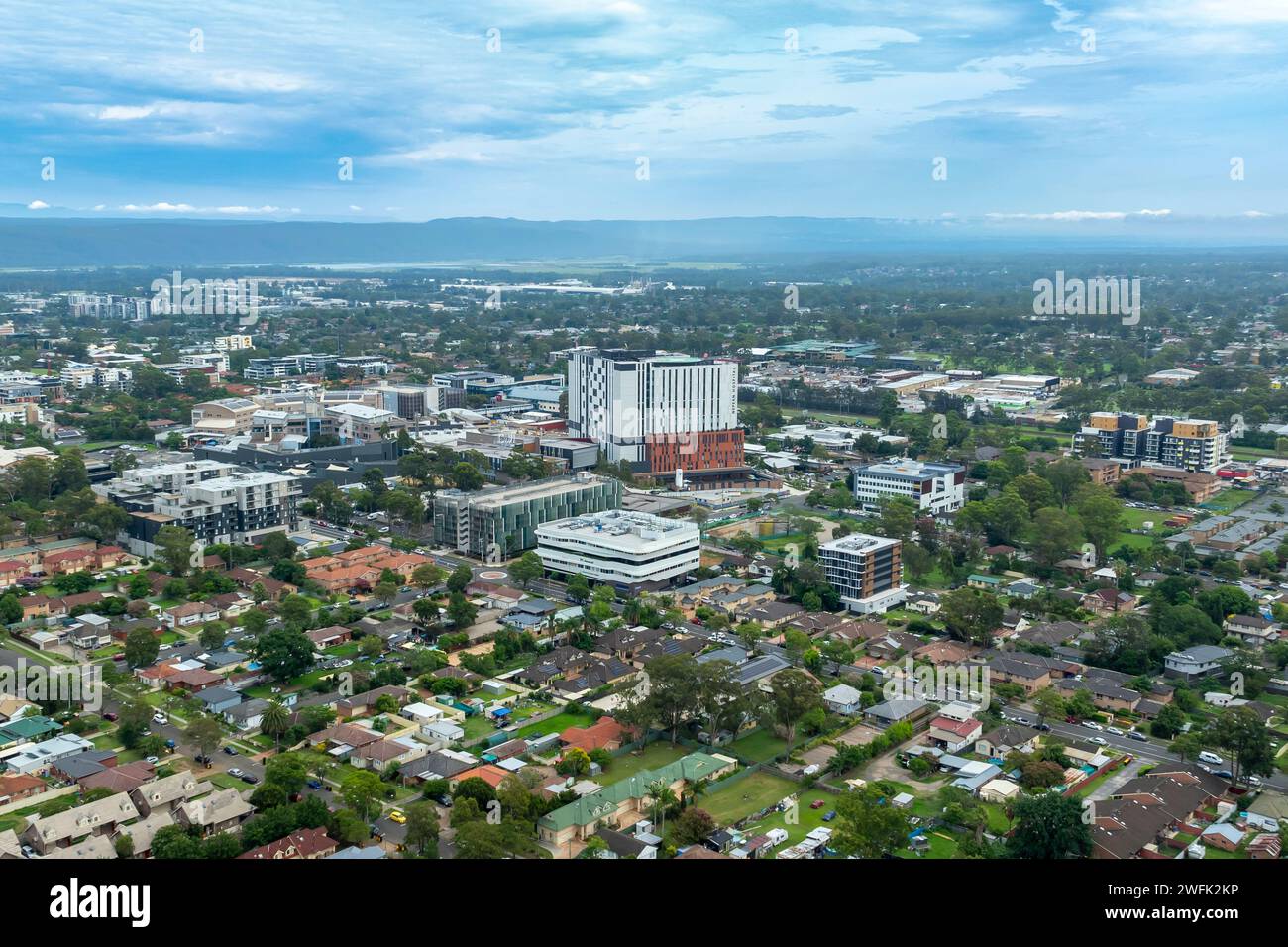 Drone aerial photograph of the Nepean Hospital complex and surrounding ...