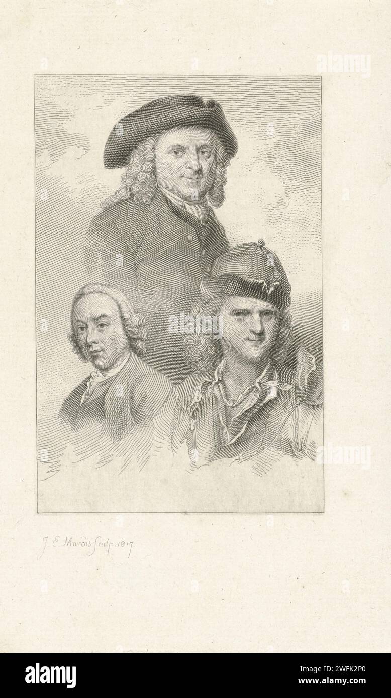 Portraits of Adam Silo, Jacobus Buys and Cornelis Pronk, Jacob Ernst ...