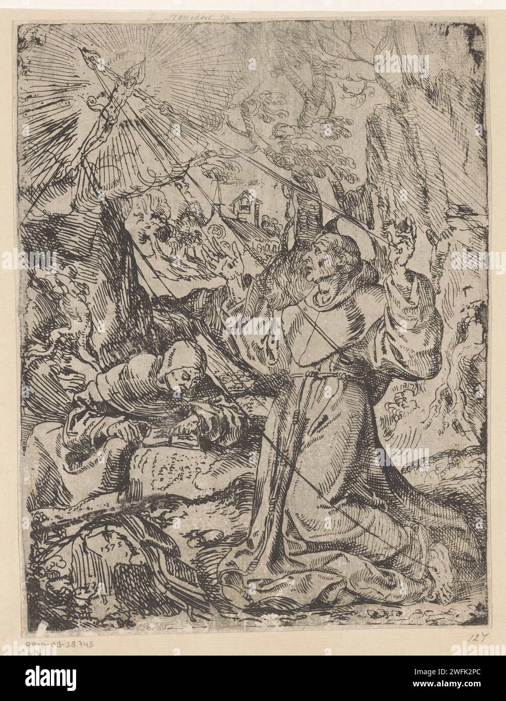 Holy Francis receives the Stigmata, Anonymous, 1575 print The Holy ...