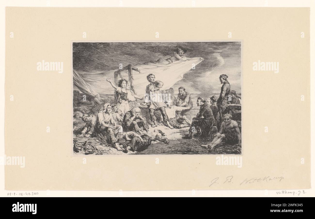 Devil above a group of dying, Johan Bernhard Wittkamp, 1847 - 1883 ...
