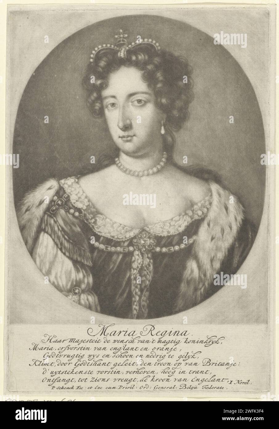 Portrait of Maria II Stuart, Pieter Schenk (I), 1688 - 1711 print ...