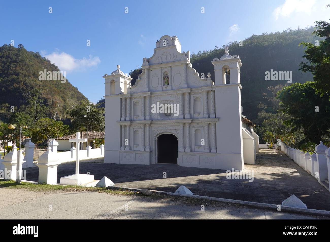 Colonial catholic church La Campa, famous for Lenca pottery, Honduras ...