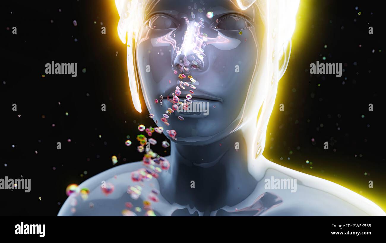 Abstract illustration of a woman and the smell sense Stock Photo - Alamy