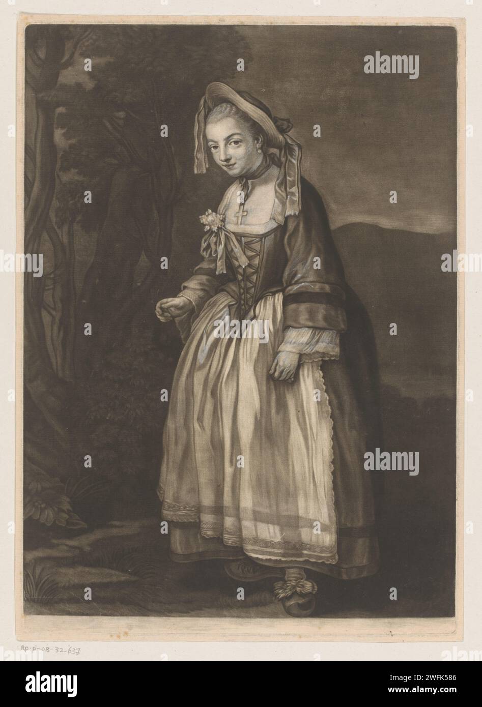 Portrait of an actress known as Mrs. Favart in the role of Spilletta ...