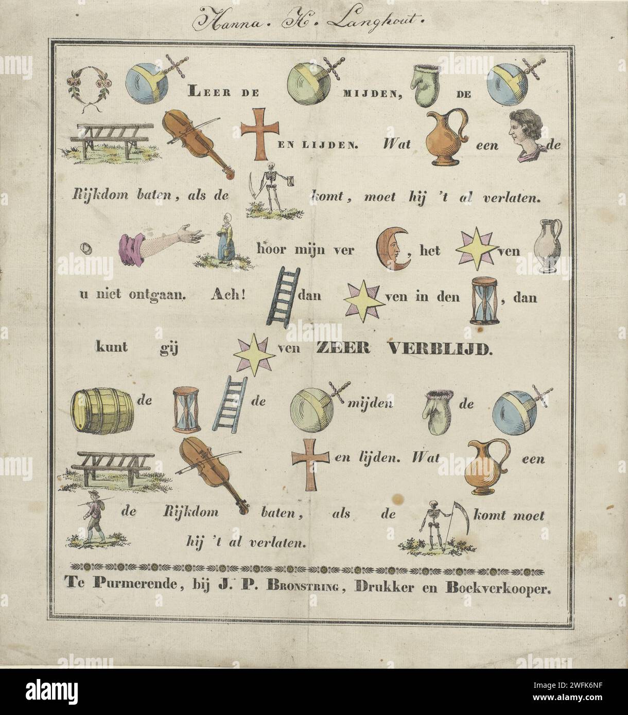 Rebus, J. P. Bronstring, 1827 - 1832 print Leaf with a rebus, with 33 ...