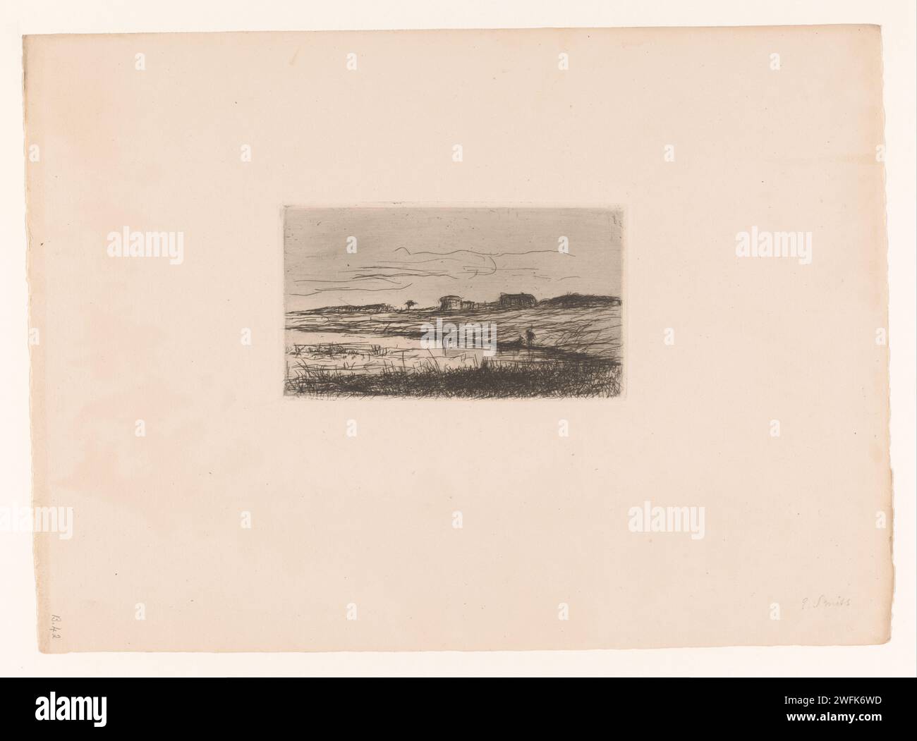 Landscape in Ostia, Eugène Smits, 1875 print paper etching / drypoint ...