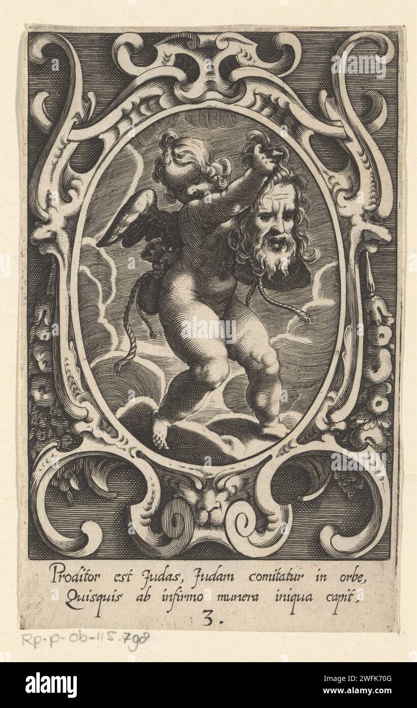 Judas's head and stock exchange, worn by an angel, Raphael Custos ...
