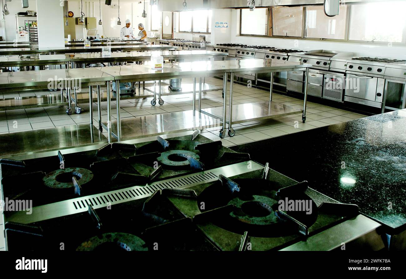 Practical industrial kitchen class for higher education students Stock ...