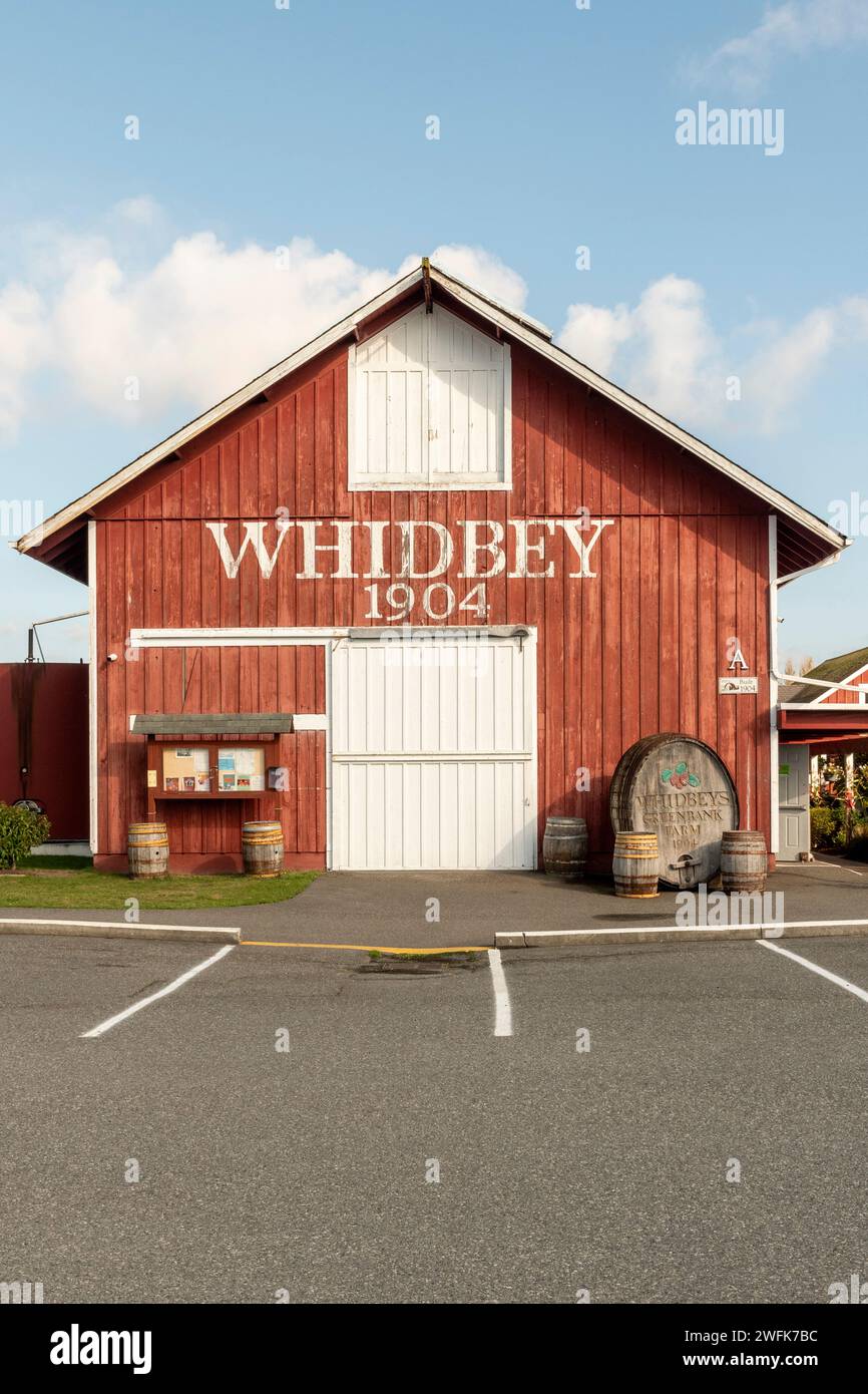 A vertical photo of the historic red barn at Greenbank Farm in ...