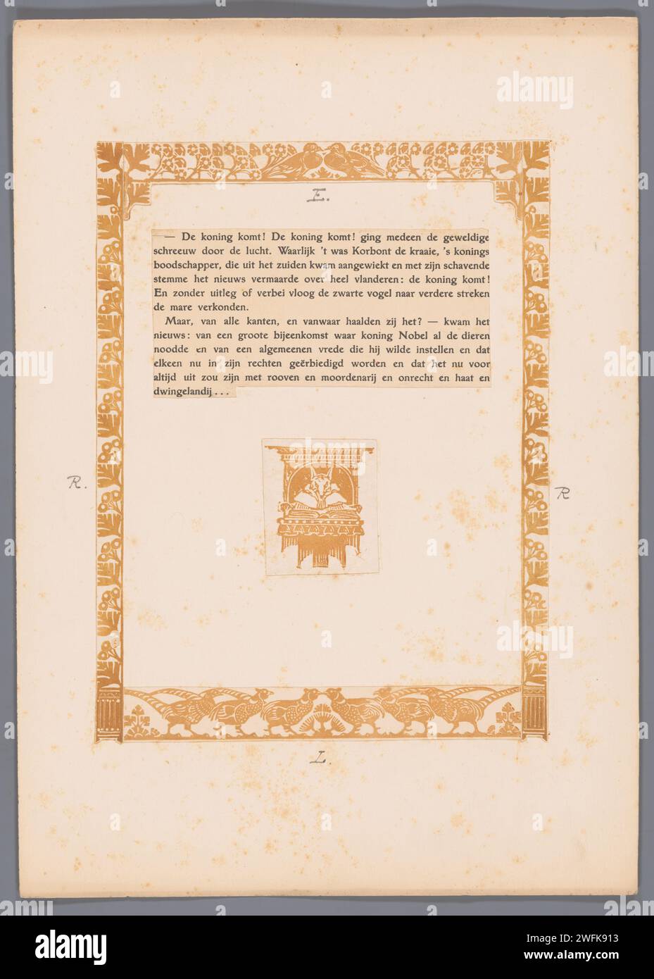 Proef pressure for page from Reinaert de Vos, Bernard Willem Wierink, c ...