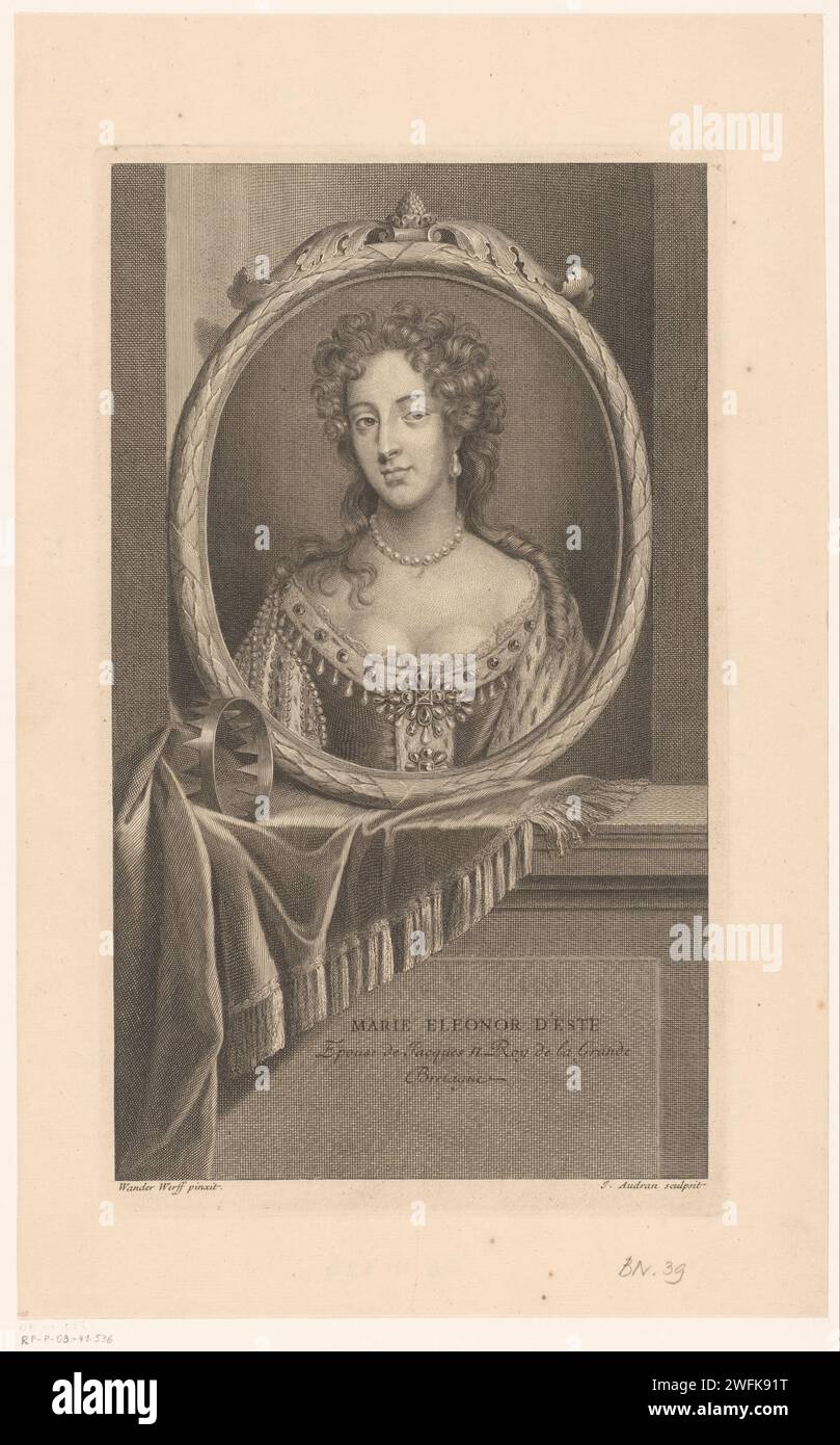Portrait of Maria van Modena, Jean Audran, After Adriaen van der Werff ...