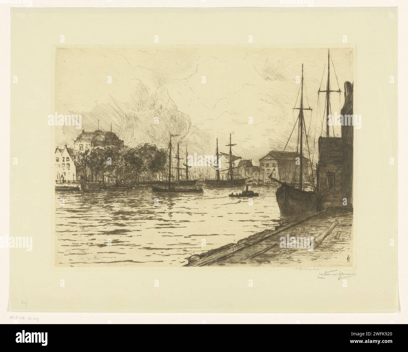 Harbor face with town hall in Vlissingen, Carel Nicolaas Storm of 's ...