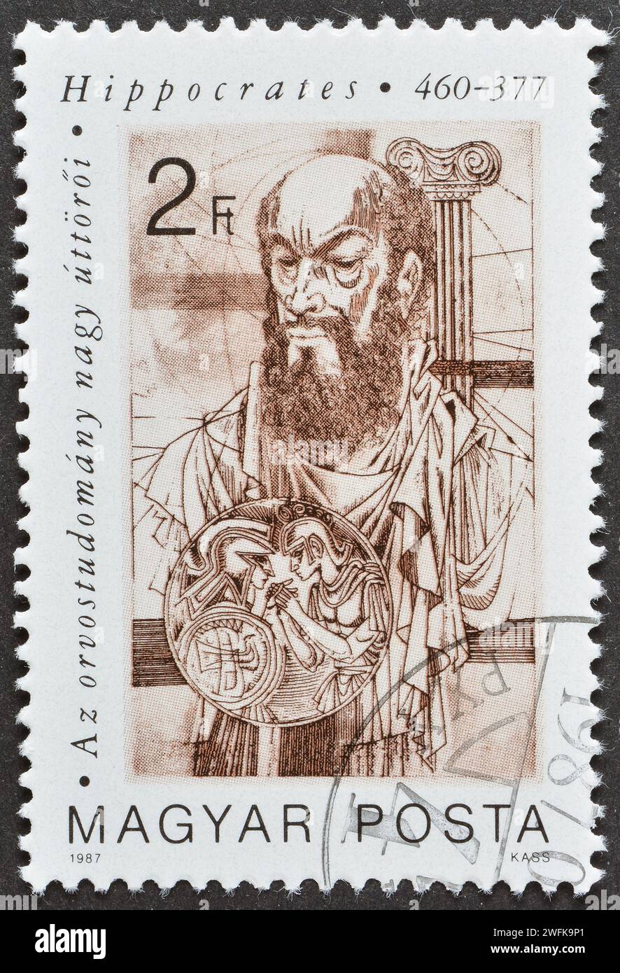Cancelled postage stamp printed by Hungary, that shows portrait of ...