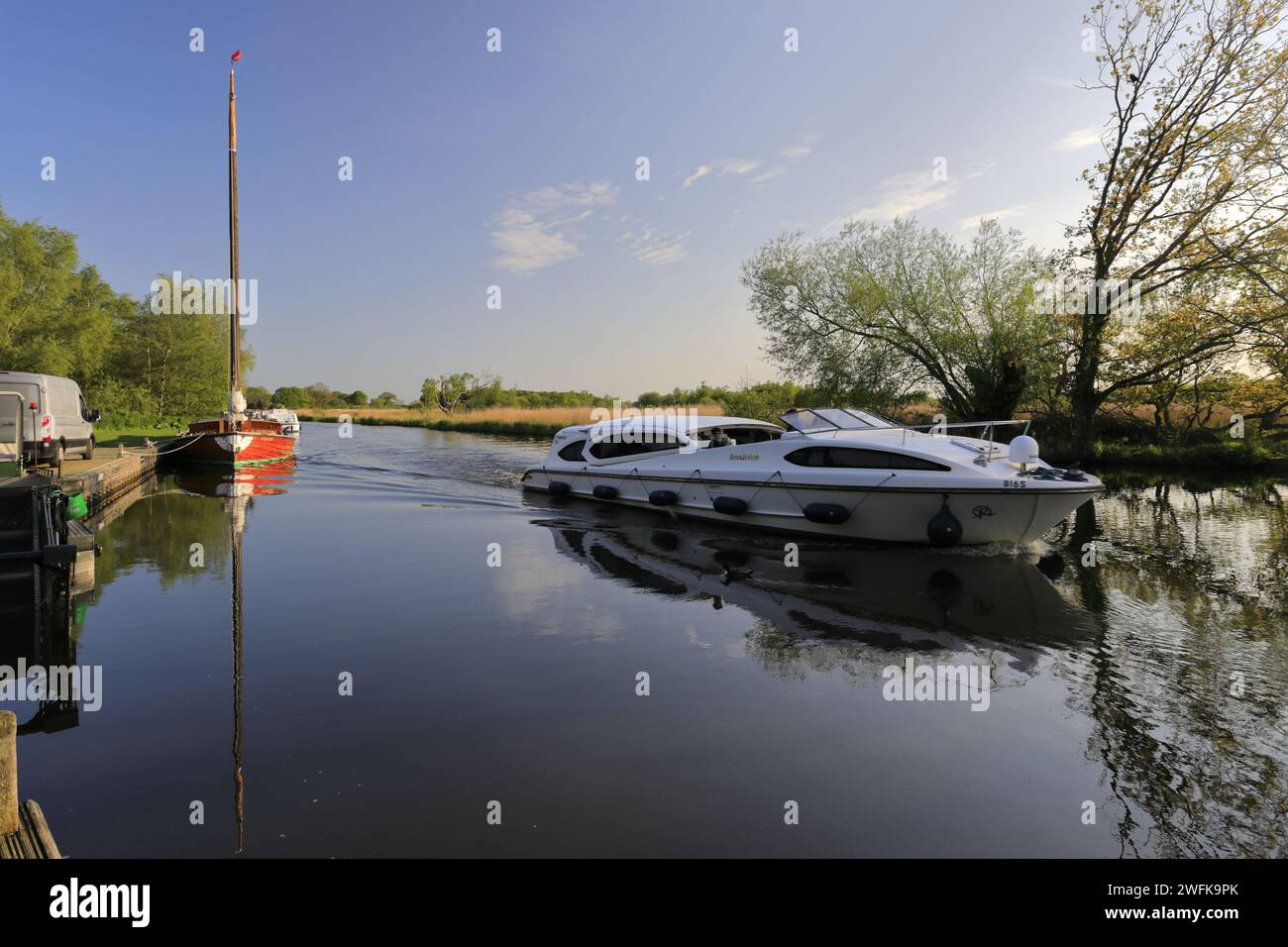 Boats on the river Ant at How Hill Staithe; Norfolk Broads National ...