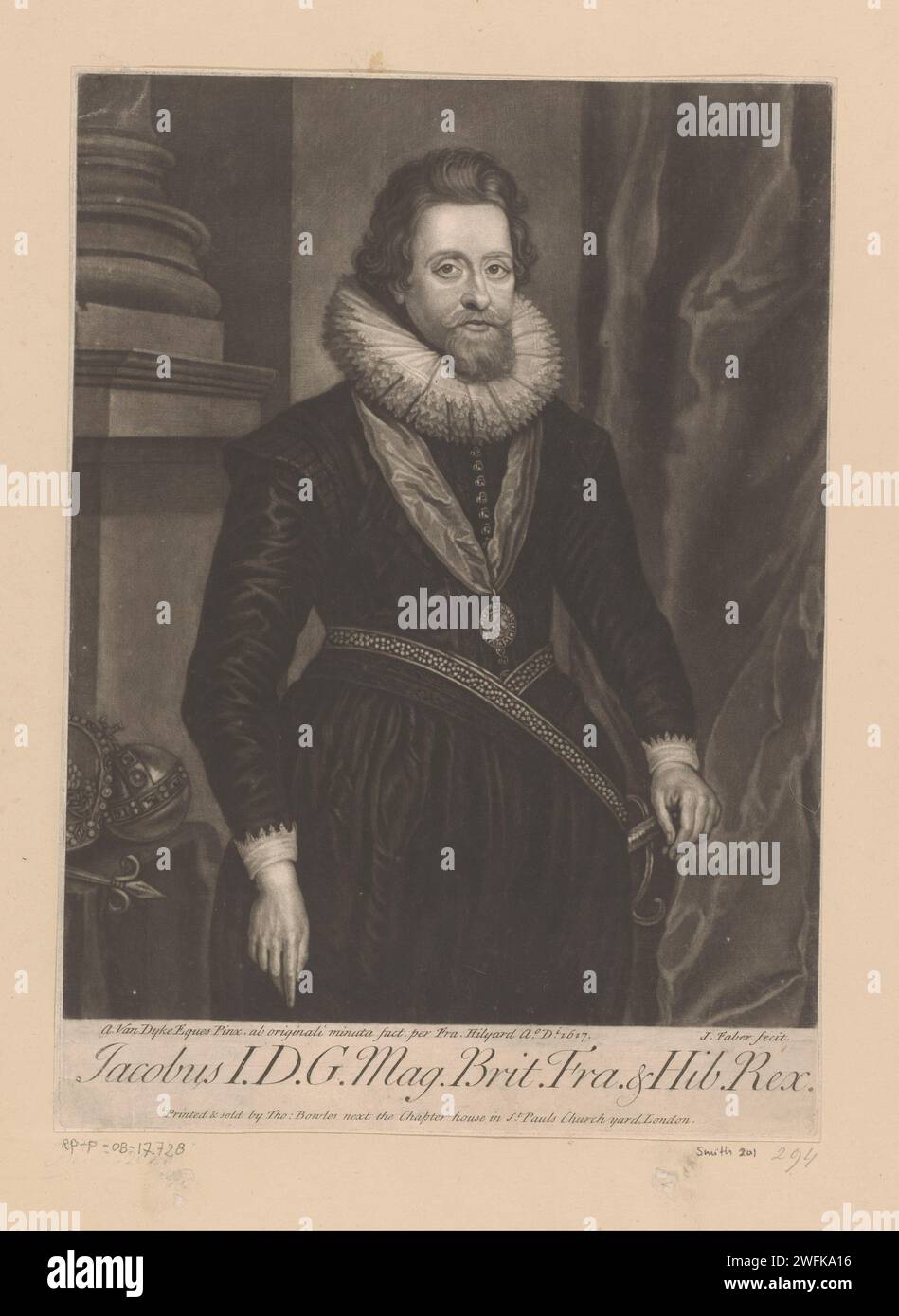 Portrait of Jacobus I, King of England, John Faber (II), After Anthony ...