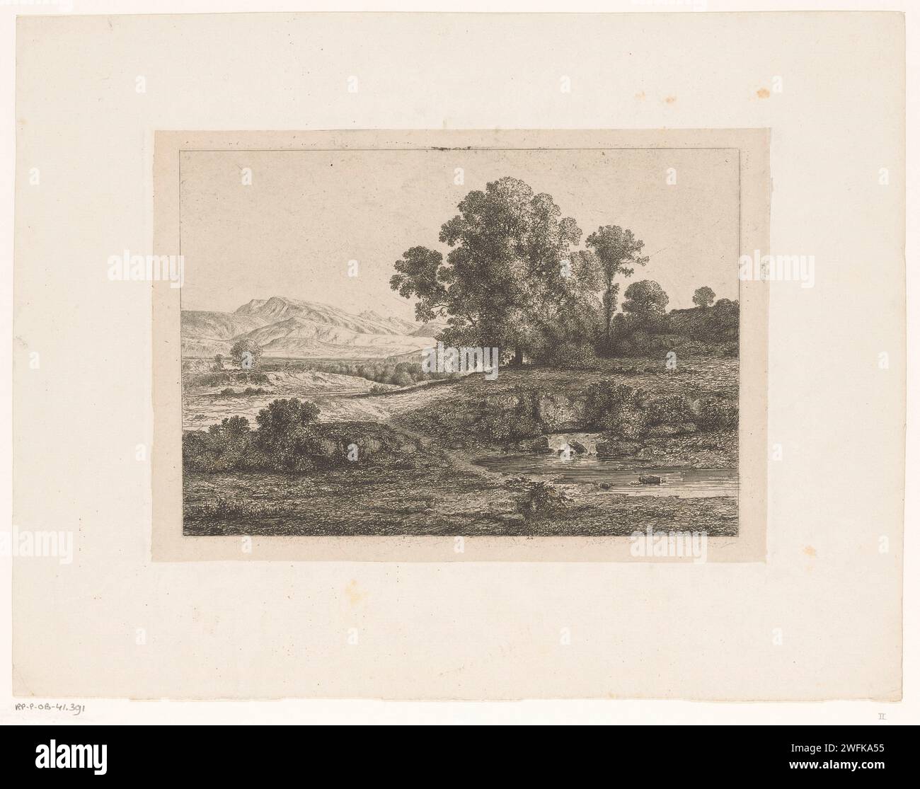 Rolling landscape with a stream, Jean Alexis Achard, 1817 - 1884 print ...