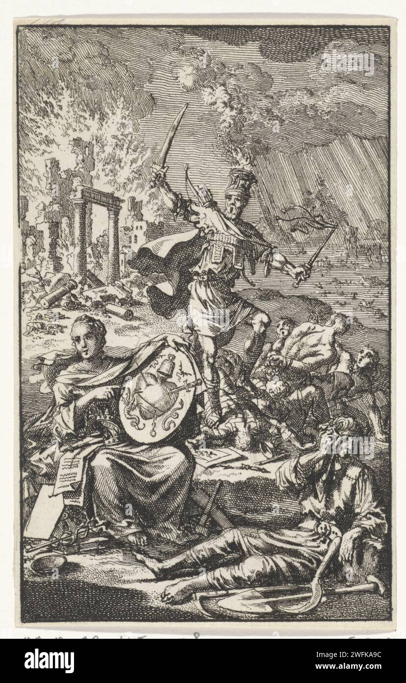 Violence tramples the conquered, Jan Luyken, 1706 print Amsterdam paper ...