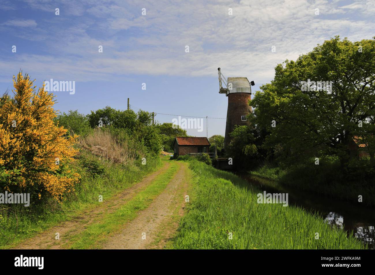Summer view over Stubb Drainage Windmill, Hickling Broad, Norfolk ...