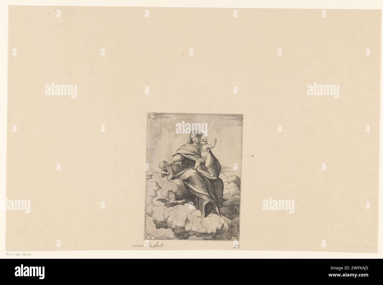 Maria with child in the clouds, Anonymous, After Rafaël, 1493 - 1570 ...