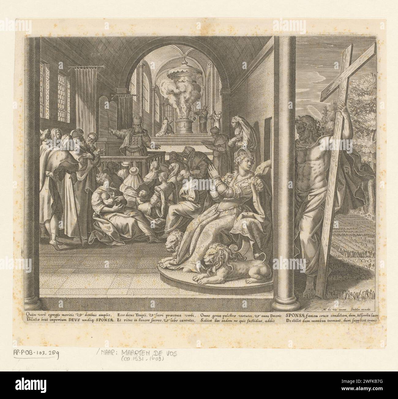 Christ touches his bride, Johann Sadeler (I), After Maerten de Vos, 1560 - 1600 print With eight ...