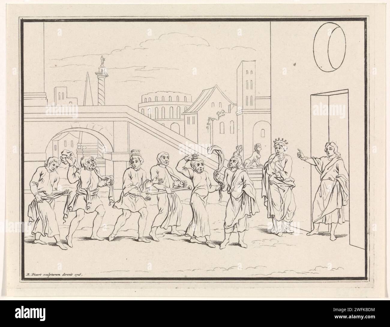 Scene shipped from Komedie eunuchus van Terence, Bernard Picart ...