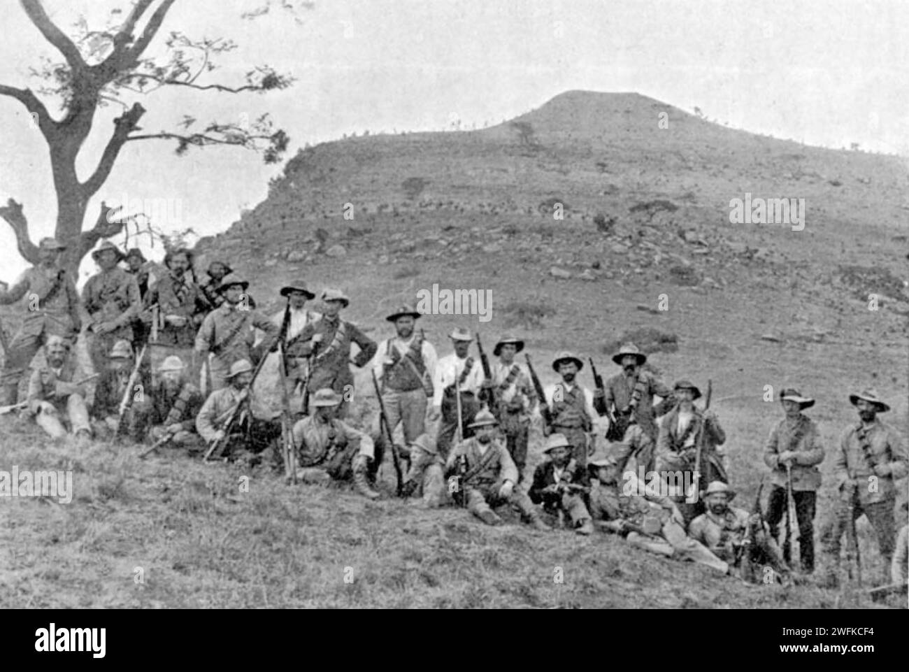 BATTLE OF SPION KOP 23-24 January 1900. Boers pose for a photo before ...