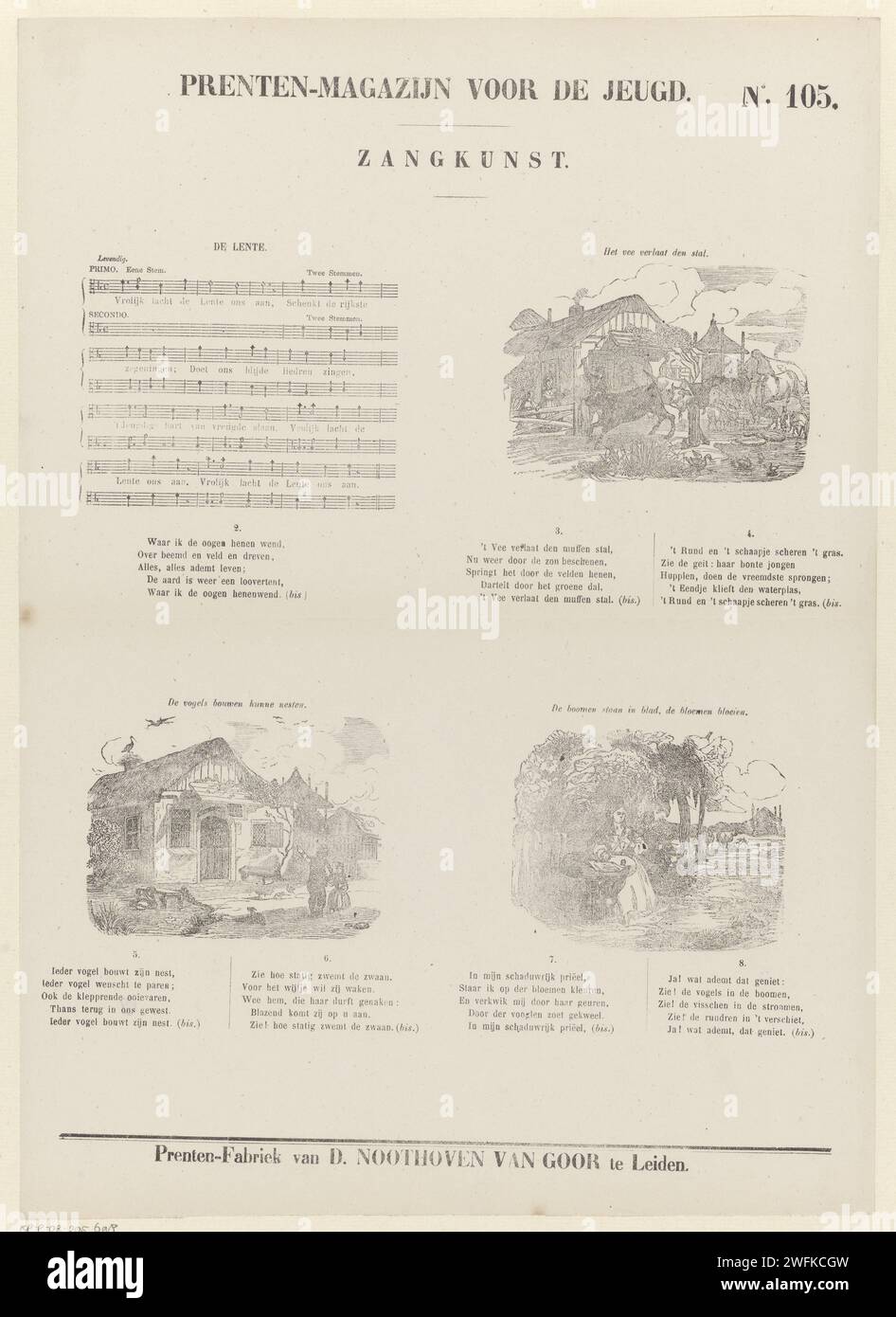 Spring, 1850 - 1881 print Leaf with 3 performances and a piece of sheet ...