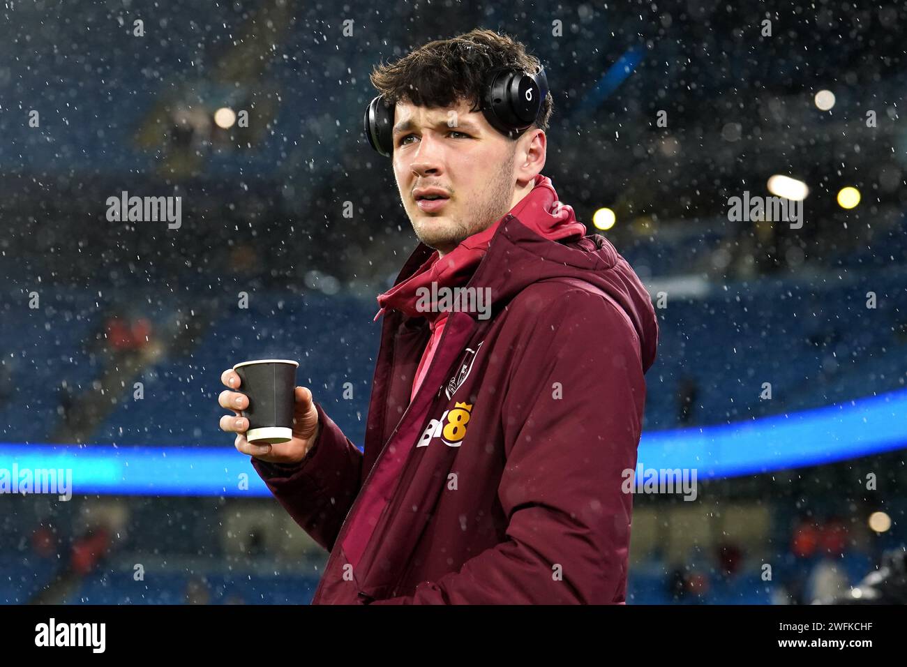 Burnley goalkeeper James Trafford inspects the pitch before the Premier ...
