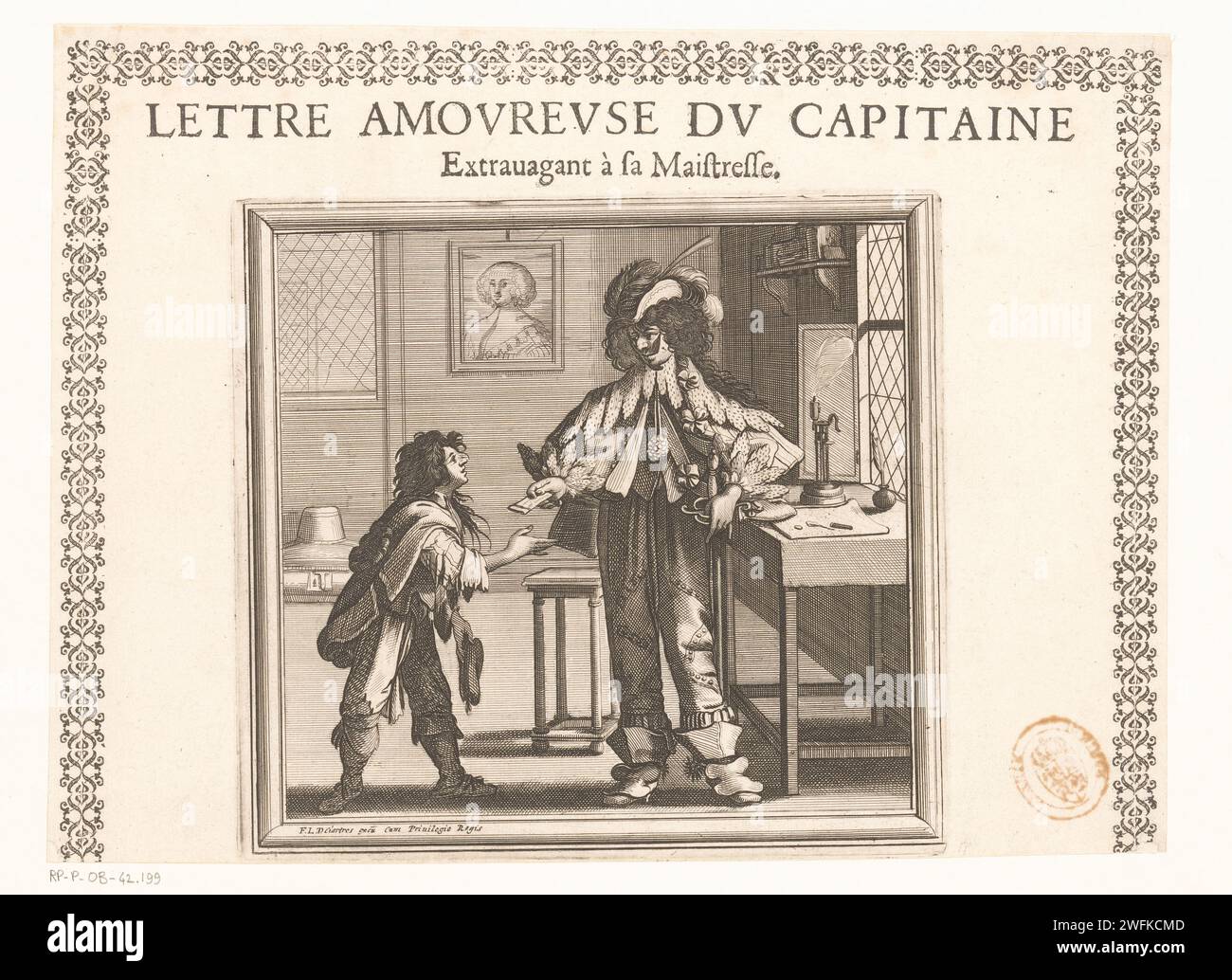 Captain hands over a love letter to a messenger, Abraham Bosse, 1635 ...
