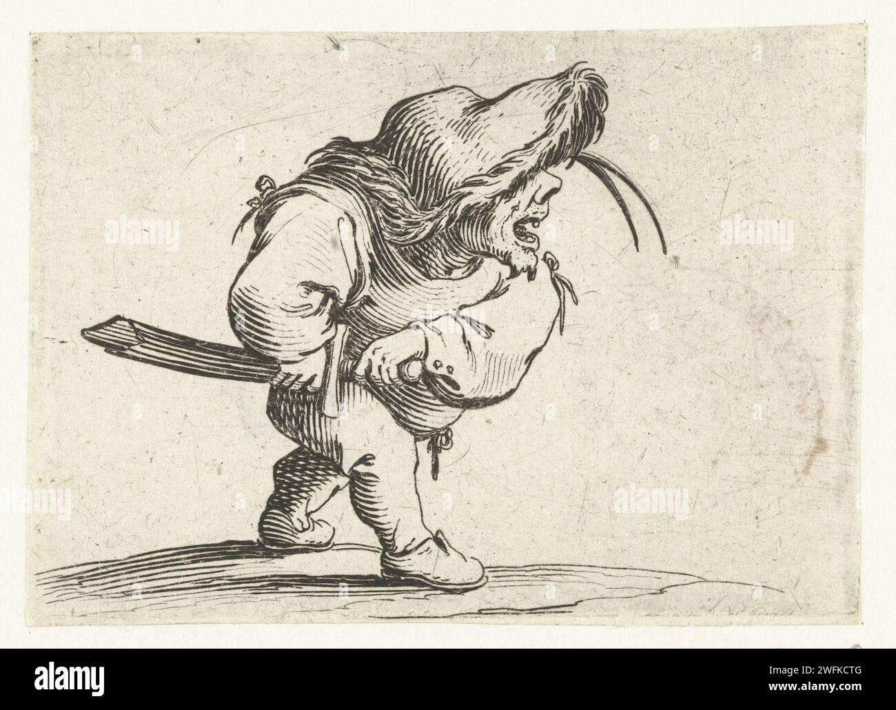 Dwarf with sword, in attacking attitude, Jacques Callot, 1621 - 1625 ...
