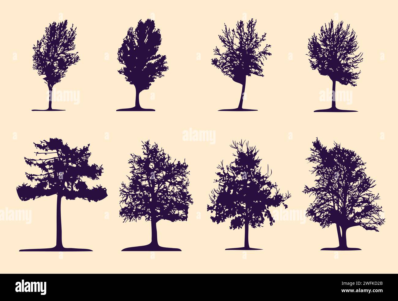 Old winter trees Stock Vector Images - Alamy