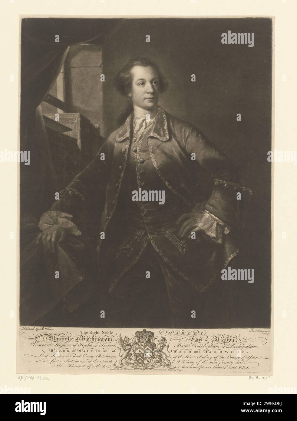 Portret van Charles Watson-Wentworth, Richard Houston, after Benjamin ...