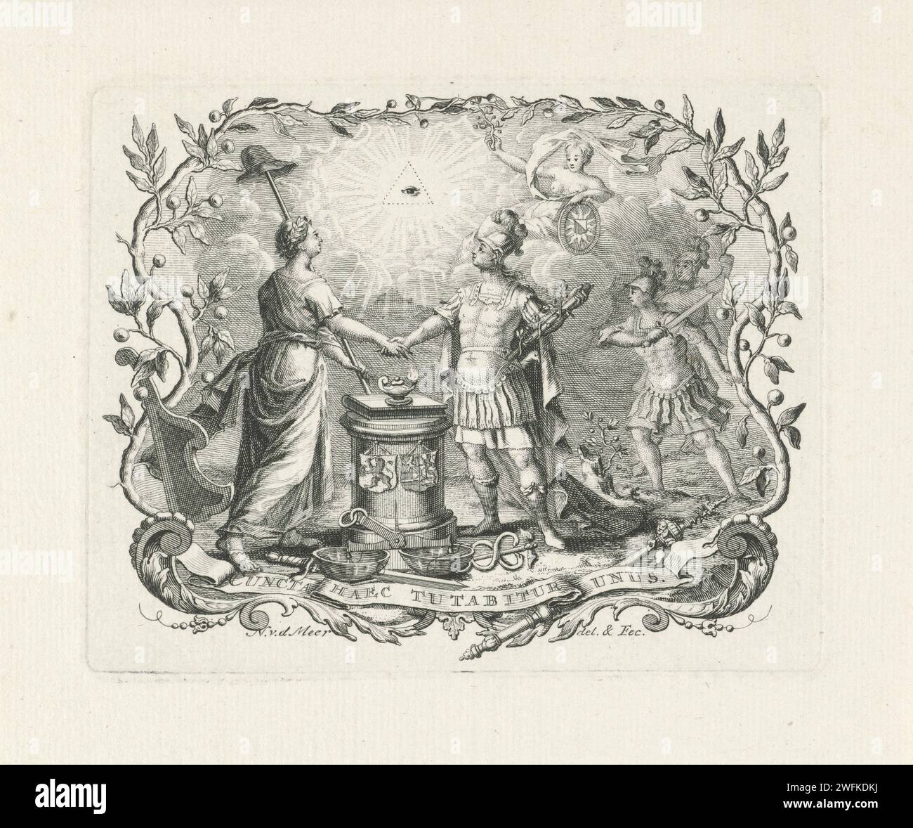 Emblem with Freedom and Mars, Noah van der Meer (I), 1724 - 1769 print ...